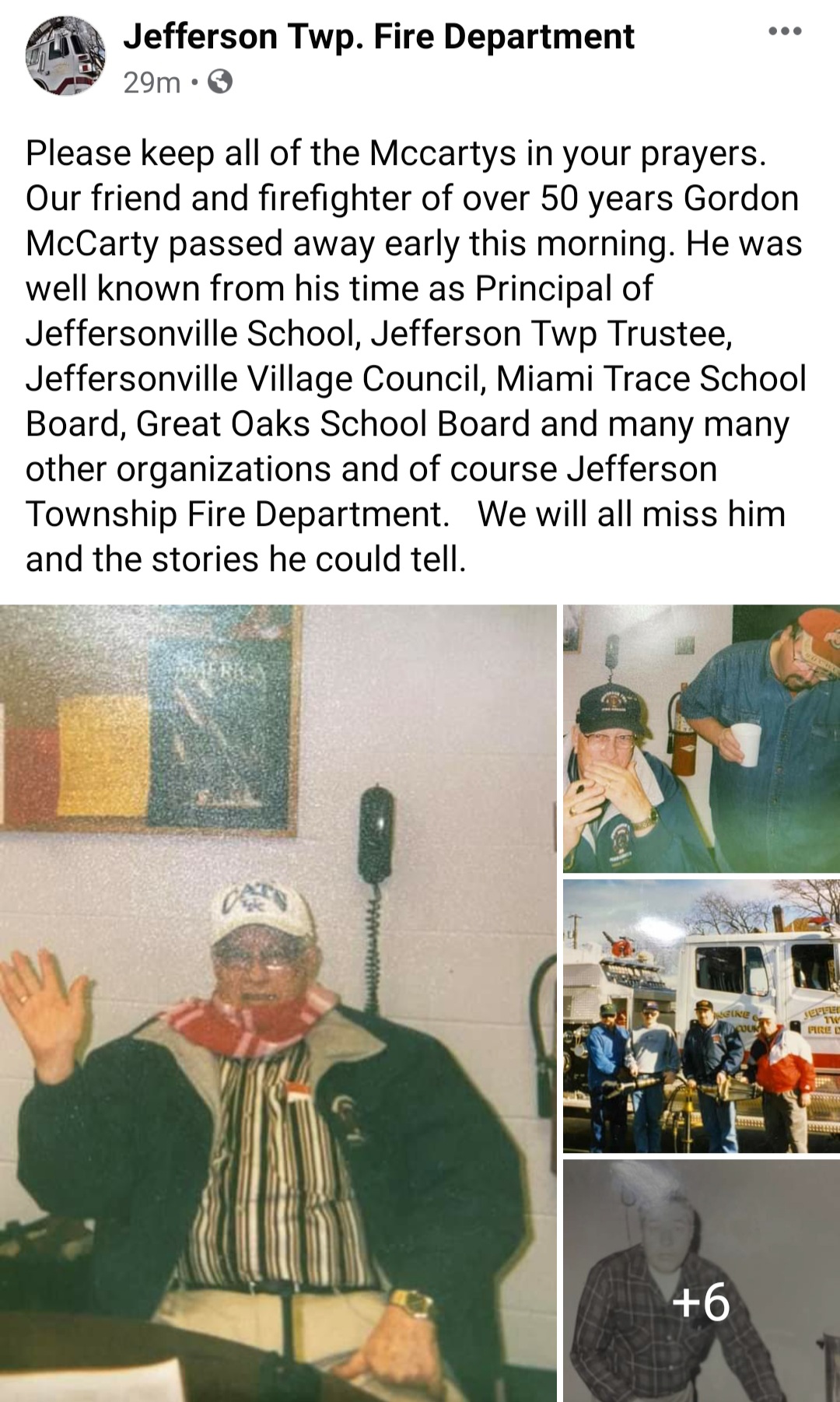 Jefferson Township Fire Department Announces the Passing of Gordon ...