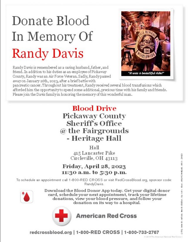 Pickaway Sheriff's Office Blood Drive in Memory of Randy Davis - Scioto ...