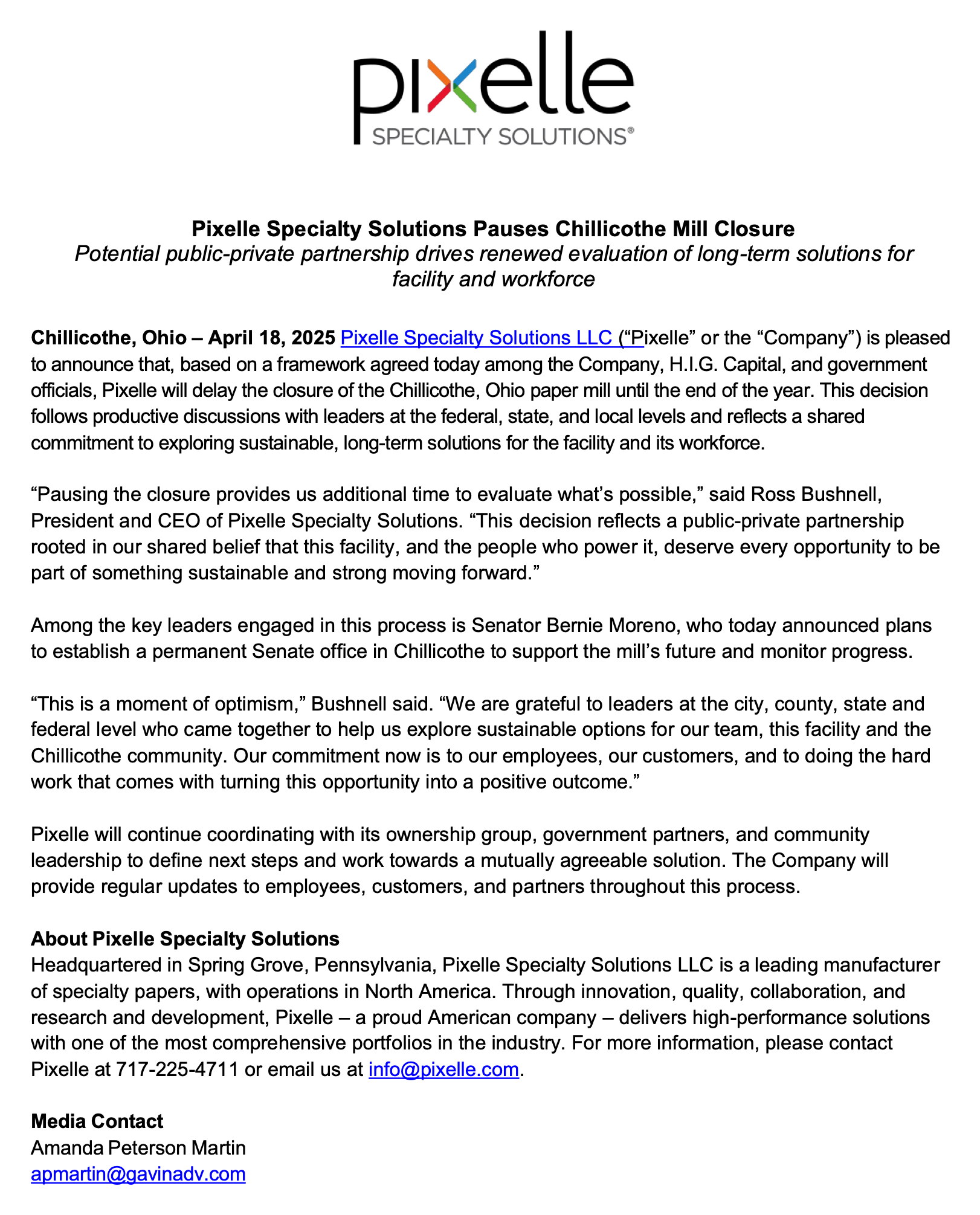 Closing of the Chillicothe Paper Mill? The Official Statements and ...